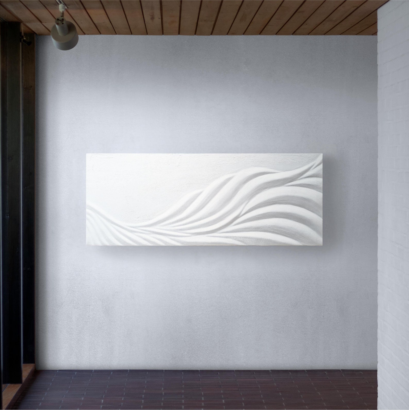 White Plaster Wall Sculpture, 3D Beach Wall Art, Elegant Curvy Bas ...