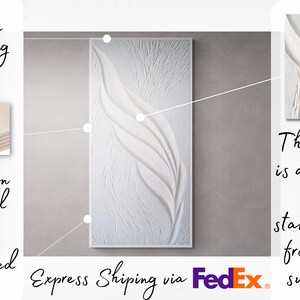 Minimalist White Feather Plaster Wall Decoration, 3D Wall Art for ...