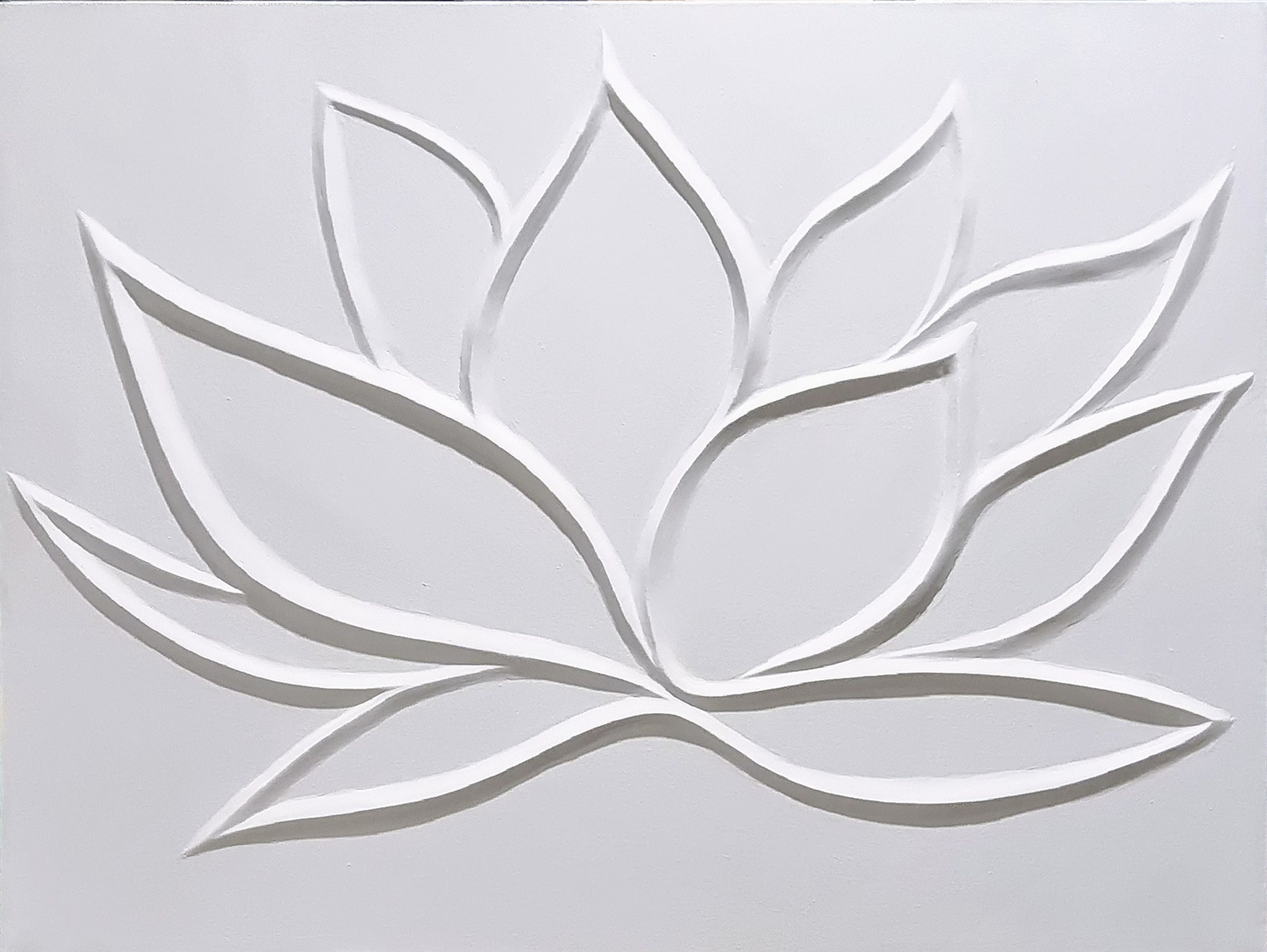 Lotus Flower Decor Plaster Painting Botanical Bas Relief Lotus Flower ...