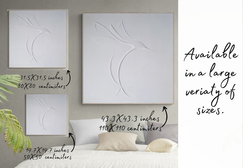 Abstract Hummingbird Plaster Wall Decoration, 3D Wall Art for ...