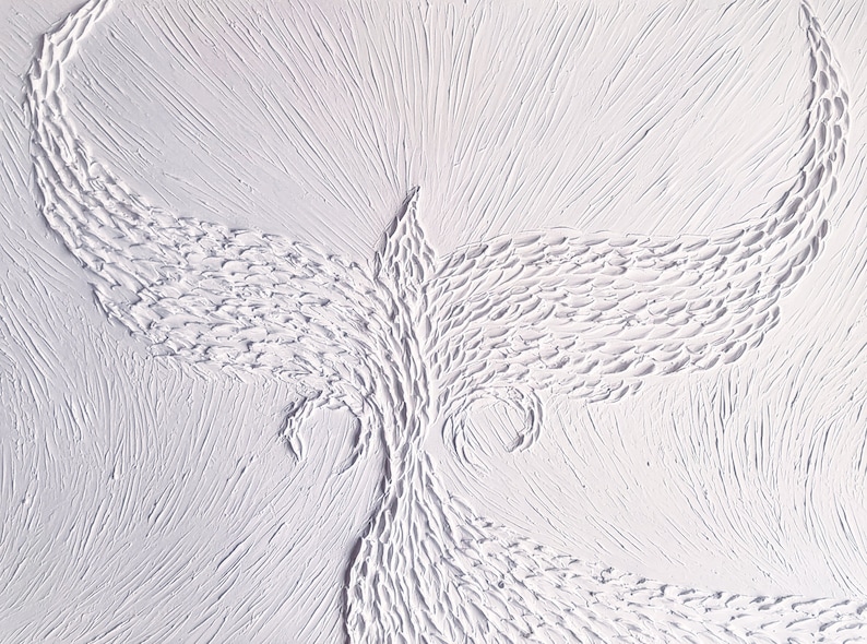 White Textured Phoenix Rising Art Symbolizes Rebirth & Renewal ...