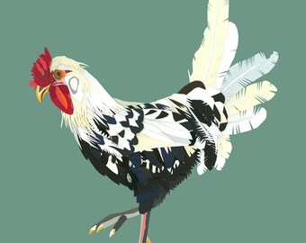 Cockerel Limited Edition Giclée Canvas Print Chicken Art Rooster Print ...