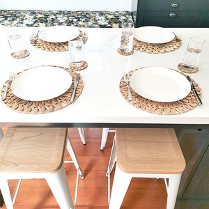 Set of 6 Coasters Handwoven Natural Seagrass. Round Boho Rustic Rattan ...