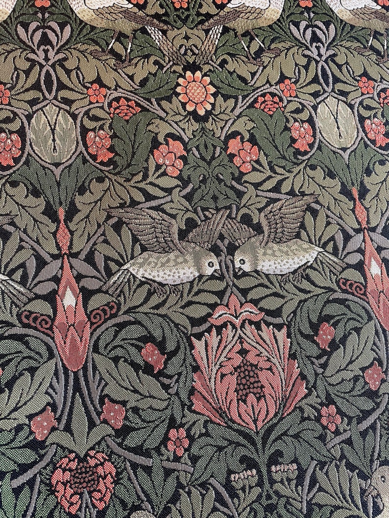 5m Vintage William Morris Birds Pattern Upholstery Tapestry Woven ...