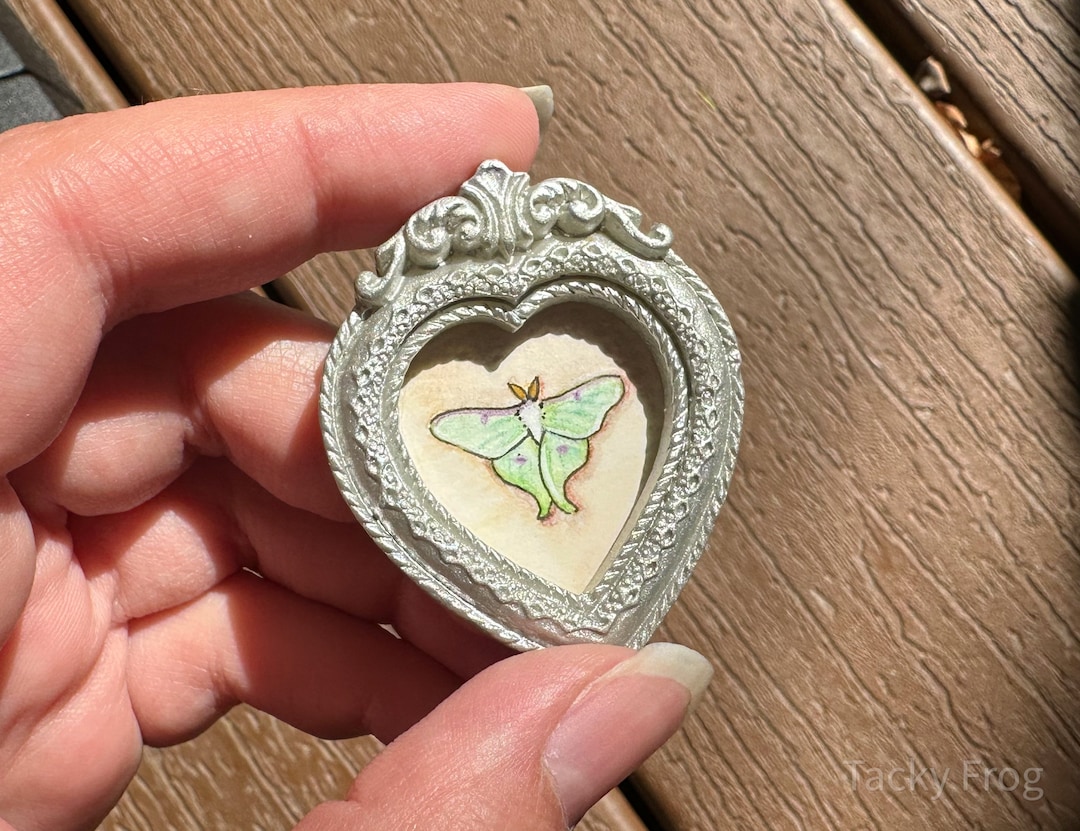 Luna Moth Miniature ORIGINAL Watercolor Mixed Media Framed - Etsy