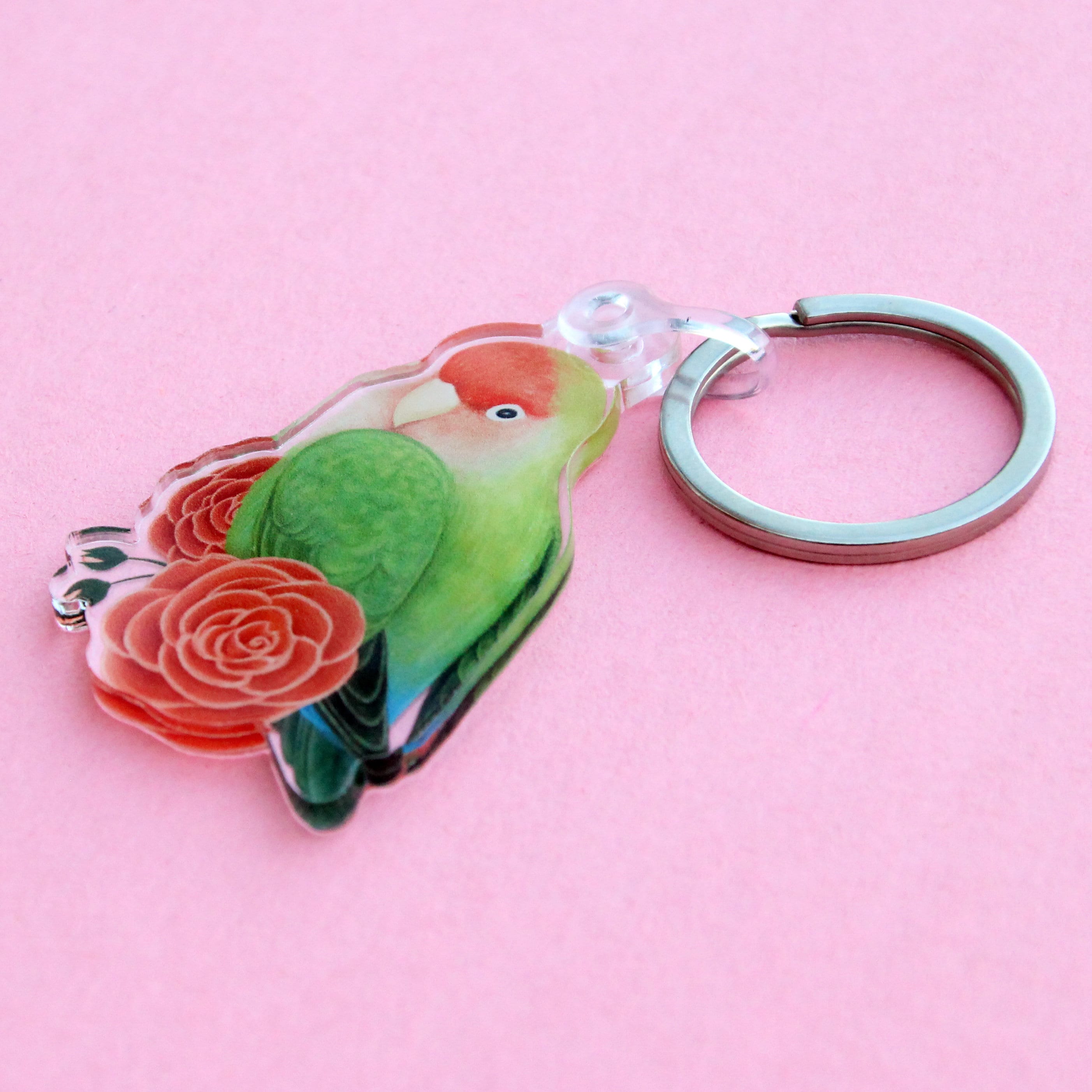 Peach-faced Lovebird Acrylic Keychain With Removable Keychain - Etsy
