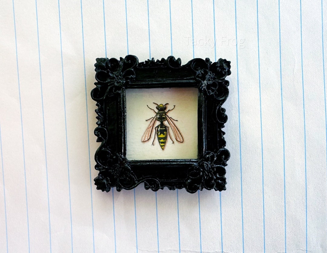 Wasp Miniature ORIGINAL Watercolor Mixed Media Framed Painting | Tiny ...