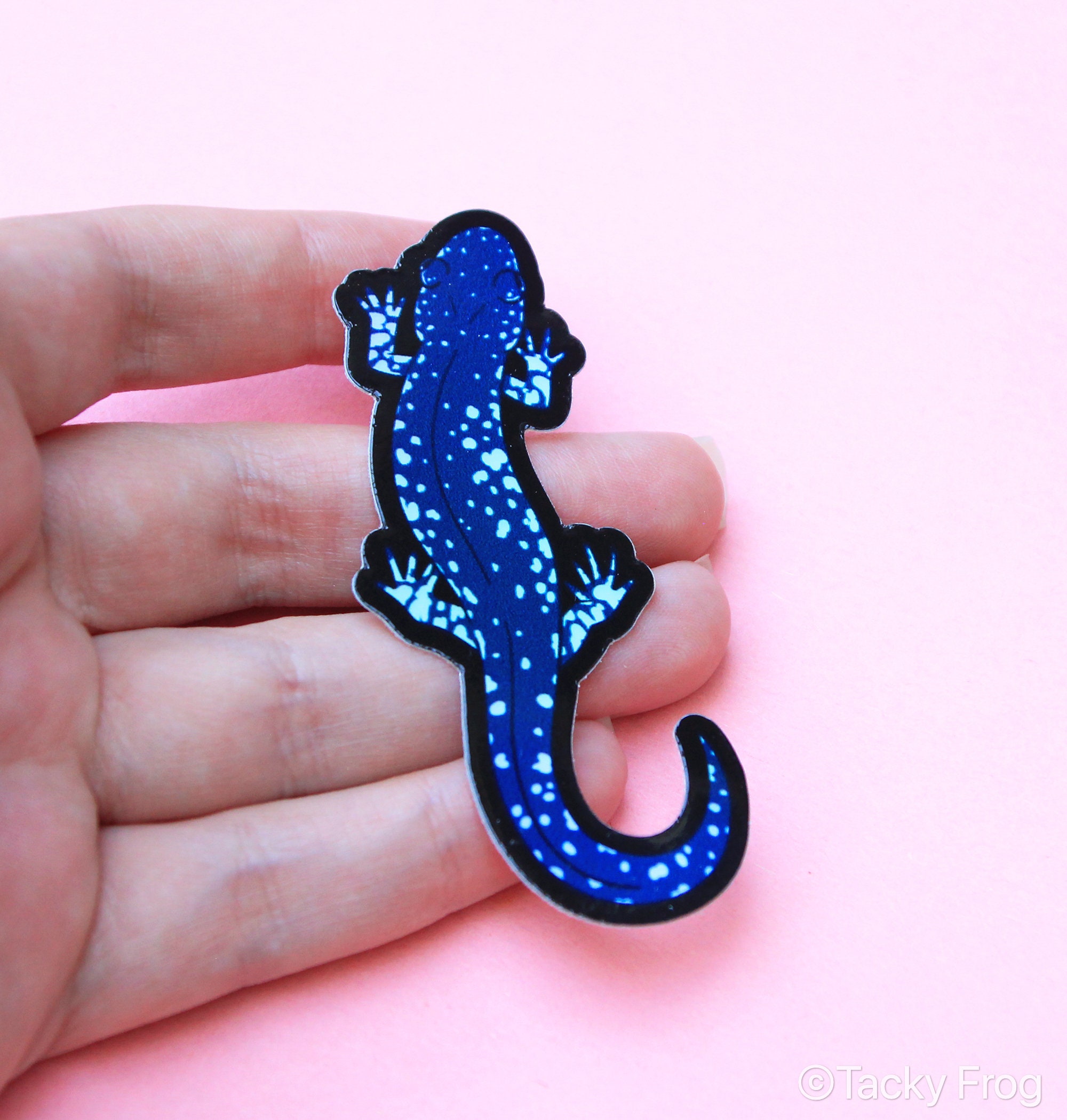 Blue-spotted Salamander Holographic Vinyl Sticker | 1.23" X 3 ...
