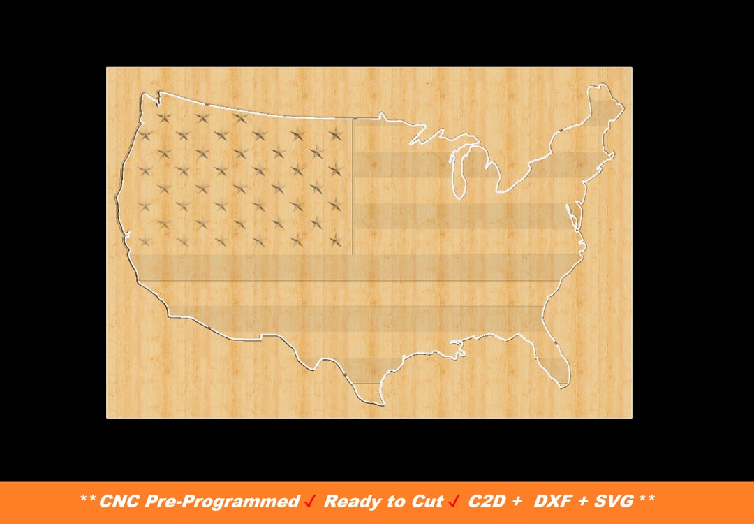 US Flag Sign, US Outline SVG, C2D File, Svg File, Dxf File, Carbide ...