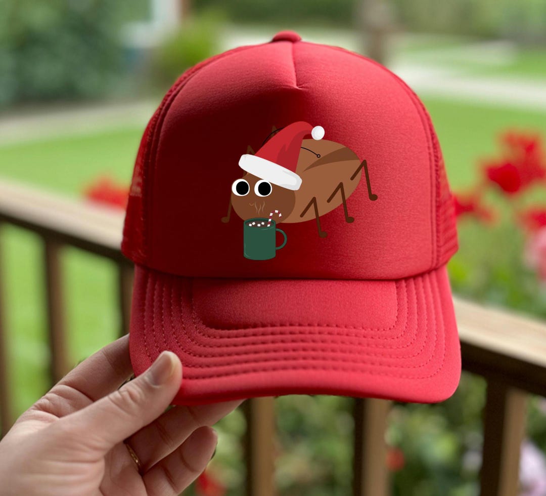 Cockroach Embroidered Trucker Hat, Christmas Cockroach Design, Holiday ...