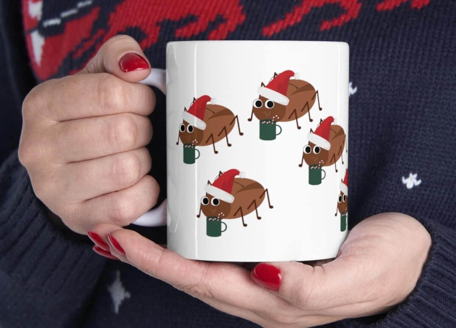 Christmas Cockroach Cup, Christmas Themed Cockroach Gift, Cockroach ...