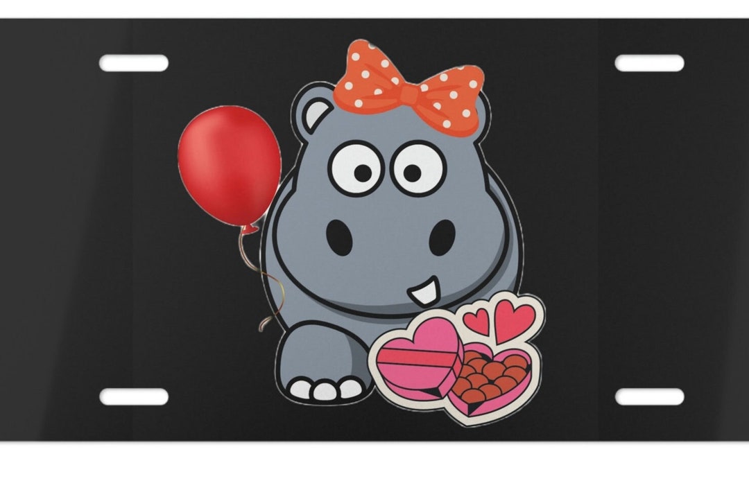 Hippo Valentine Vanity Plate, Car License Plate, Hippopotamus Car ...