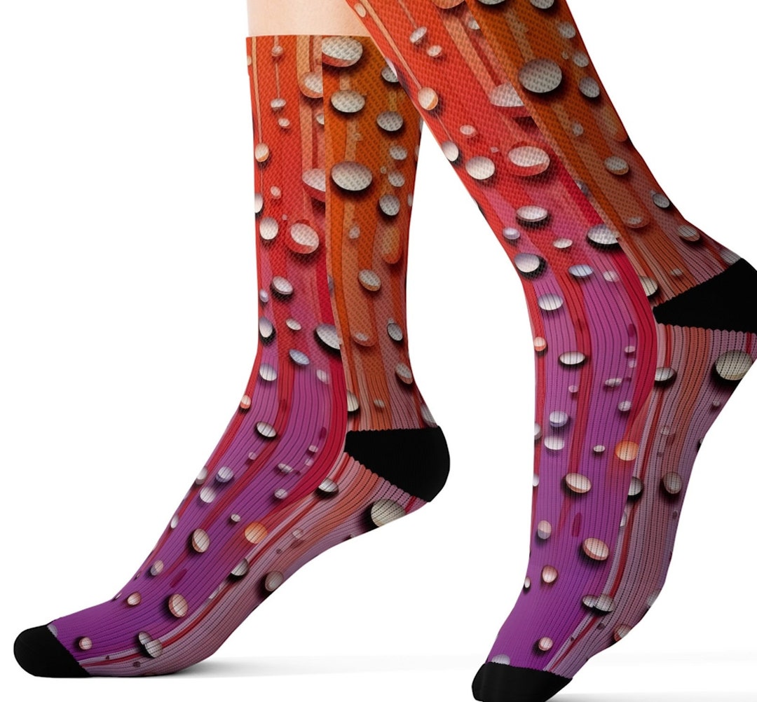 Rainbow Sock, Raindrop Crew Sock, Unique Footwear, Pretty Cushion Socks ...
