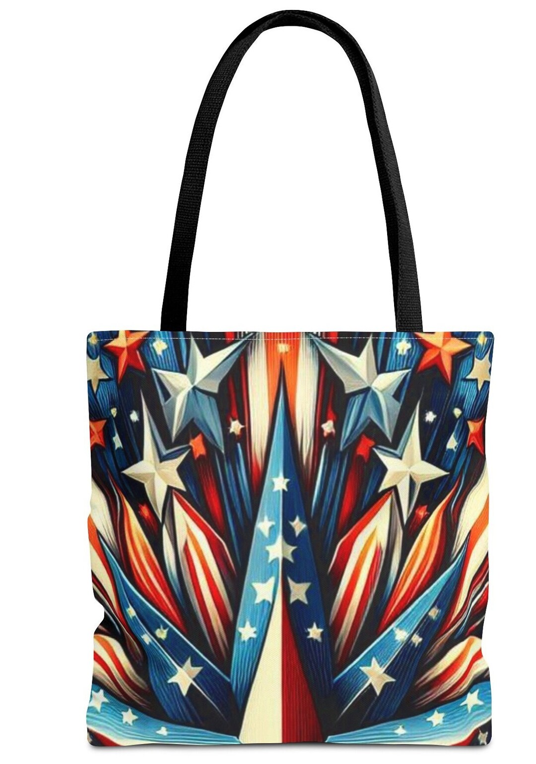 Patriotic Stars and Stripes Colorful Burst Tote Bag, Independence Day ...