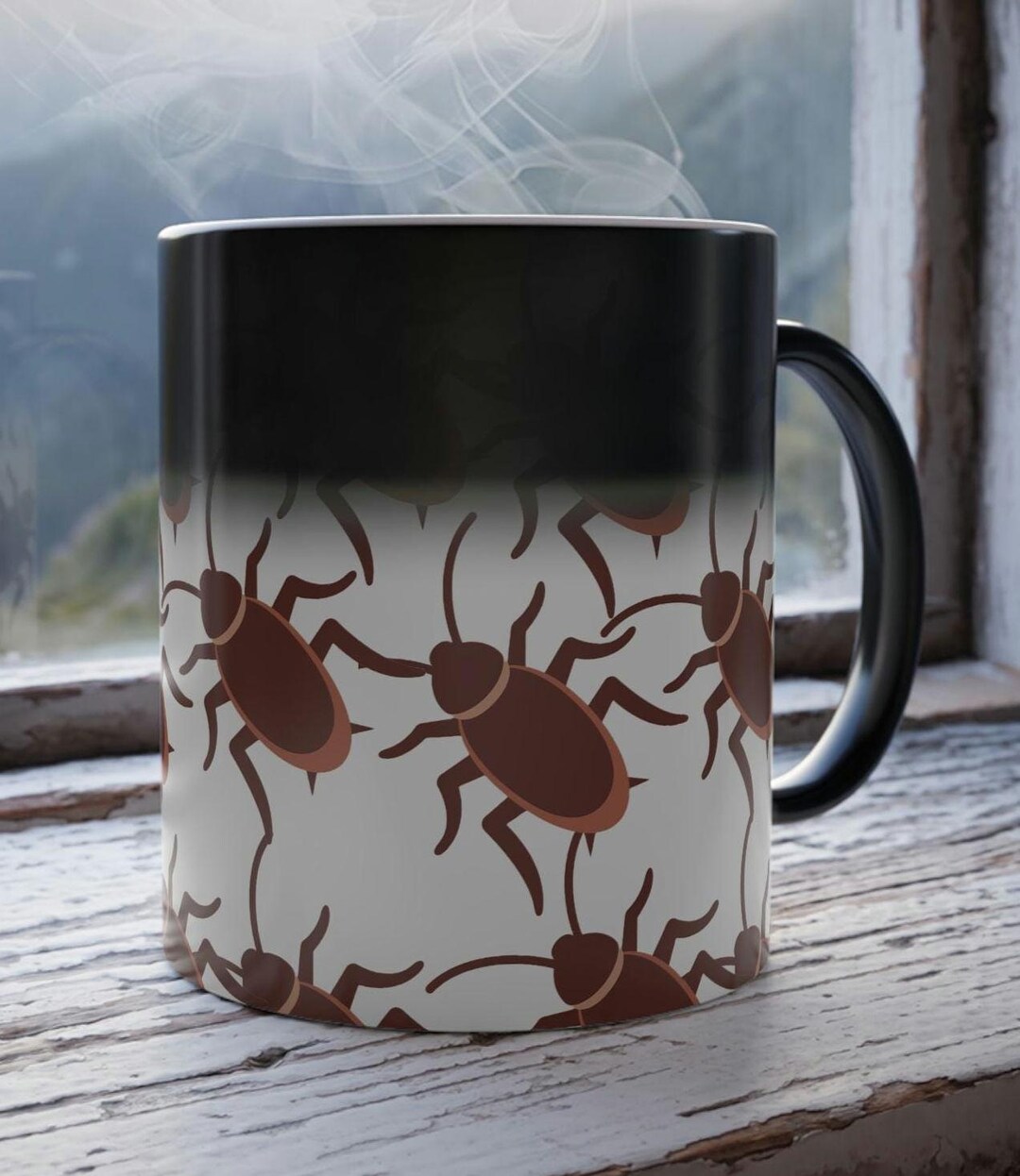 Funny Roach Color Morphing Mug, Cockroach Color Changing Mug, Insect Lover, Heat Sensitive ...