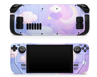 Crescent Moon Steam Deck Skin, Cute Pink Night Sky Stars Clouds ...