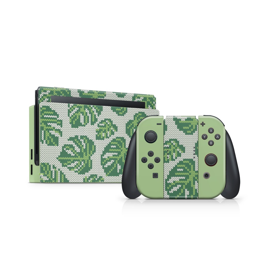 Nintendo Switch Skin Wrap Premium Vinyl Green Tropical Knit Monstera - Etsy