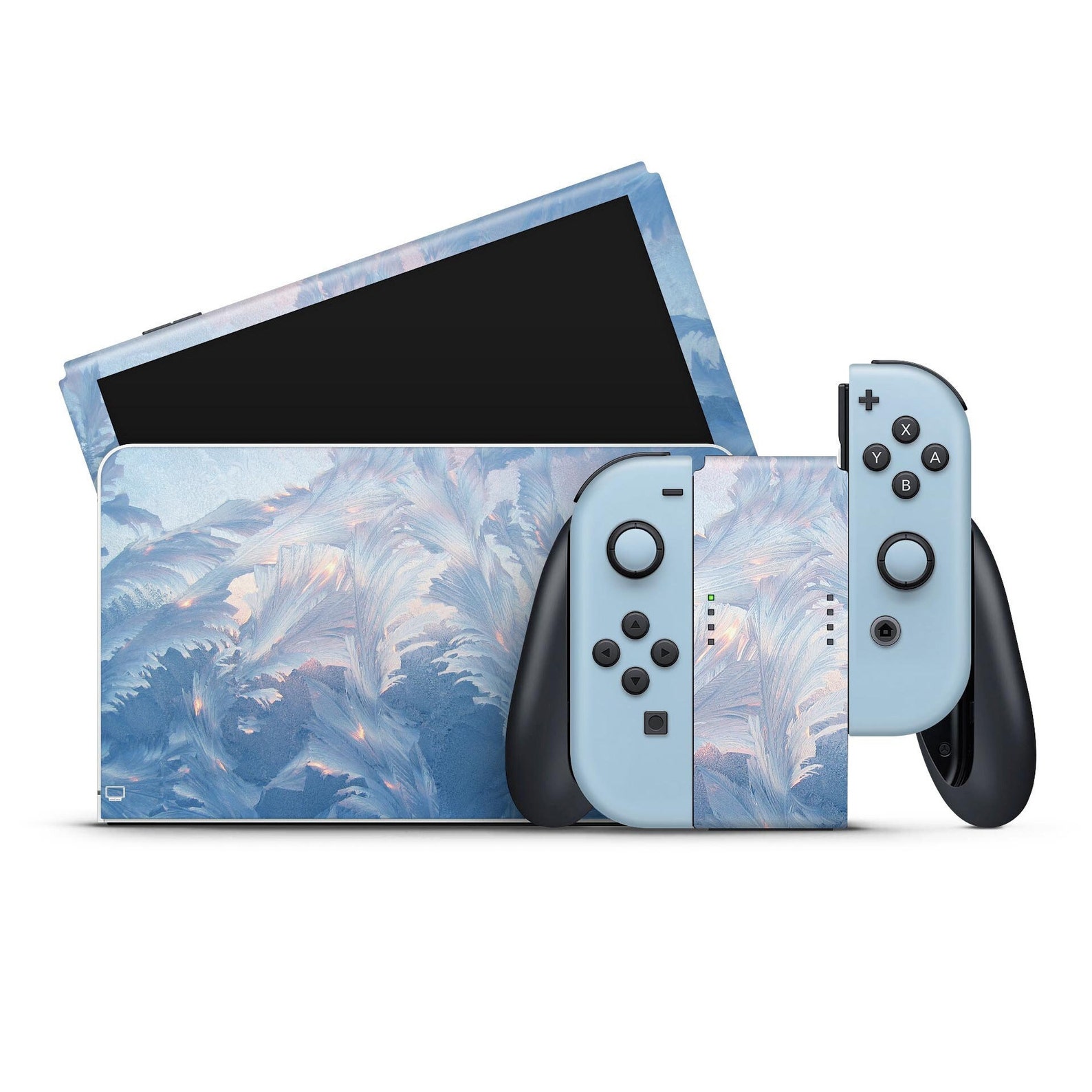 Nintendo Switch OLED Model Skin Wrap Premium Vinyl Ice Swirl Baby Blue ...