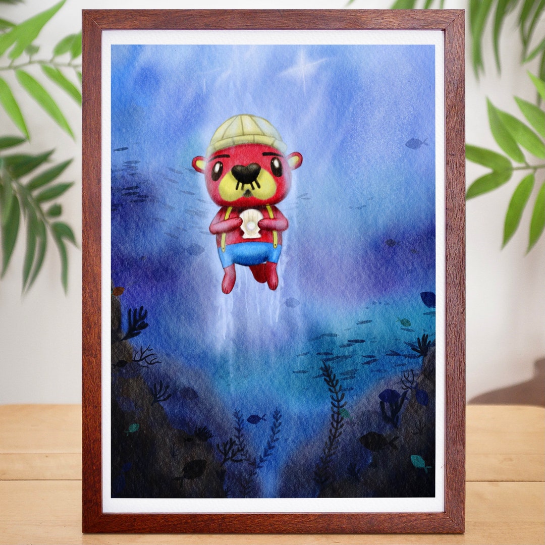 Animal Crossing Pascal Print Digital Watercolour A4 & A5 - Etsy