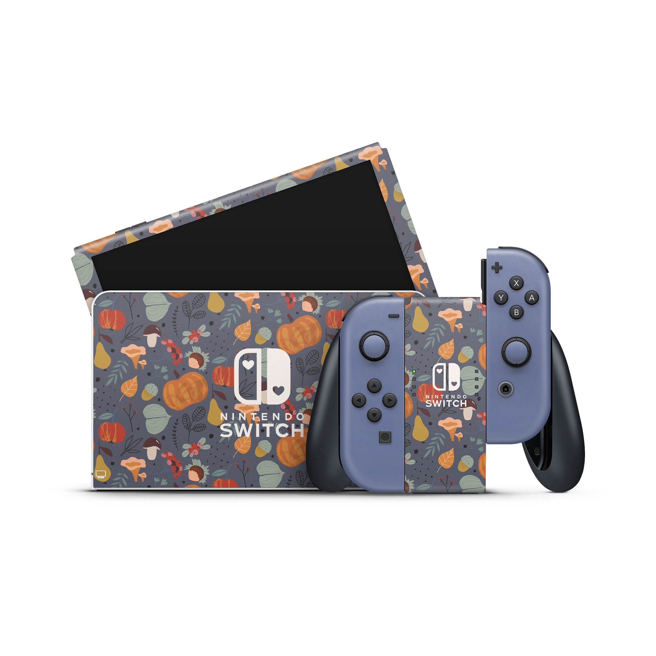Nintendo Switch OLED Model Skin Wrap Premium Vinyl Woodland Navy Blue ...