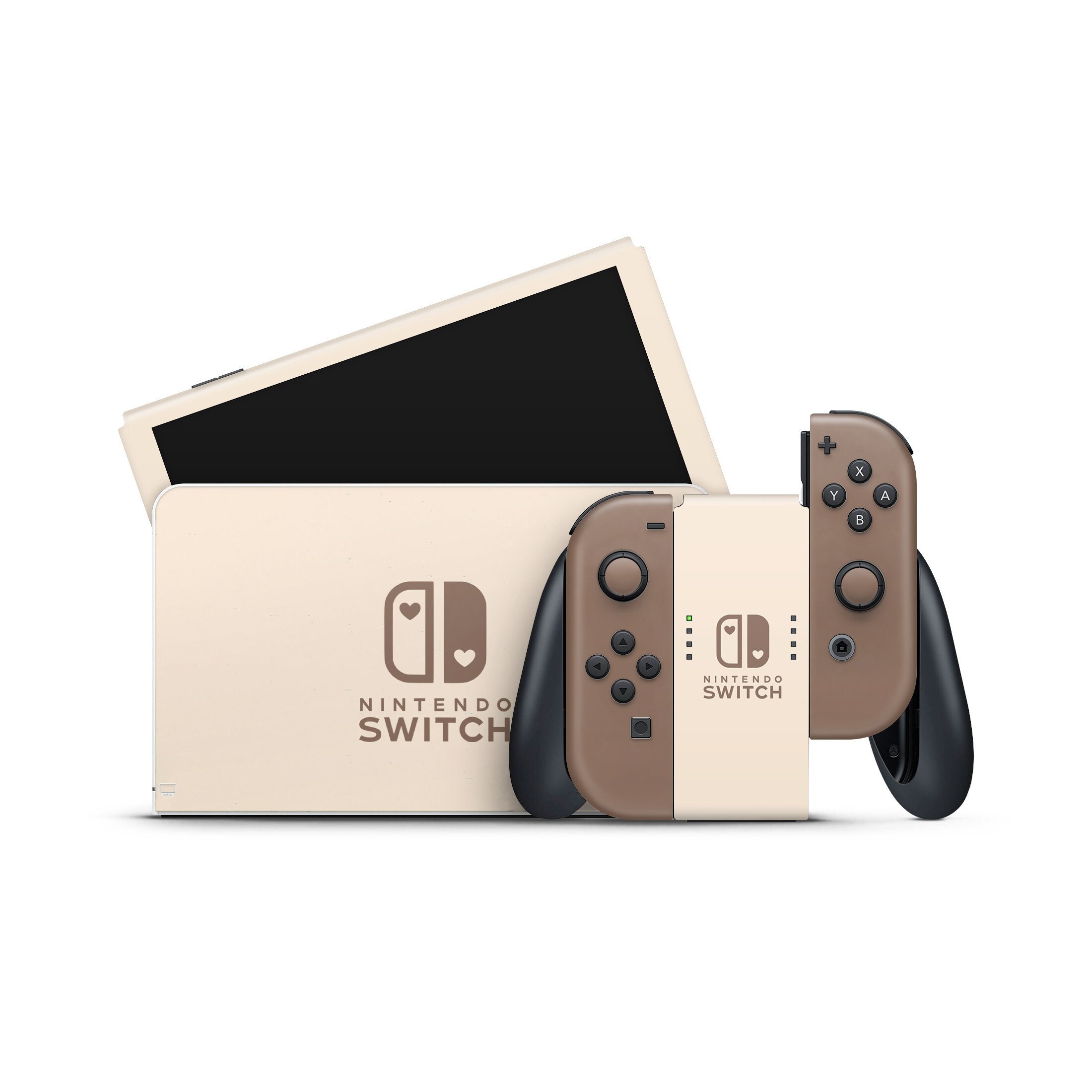 Nintendo Switch OLED Model Skin Wrap Premium Vinyl Plain Beige Brown ...