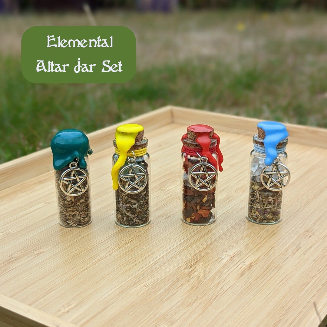 Elemental Altar Jar Set of 4, Fire Earth Air Water - Etsy UK