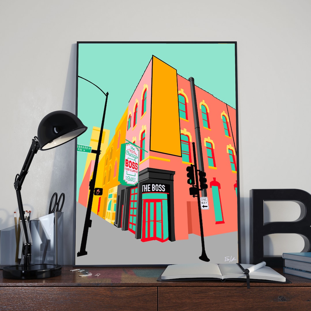 Boss Bar - Chicago Bar Poster, Vintage Chicago Bar Poster, Chicago ...