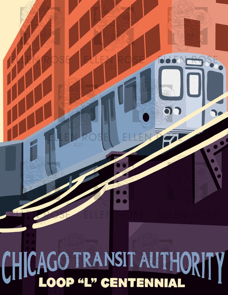 CTA Chicago L Chicago Travel Poster Vintage Chicago Travel - Etsy