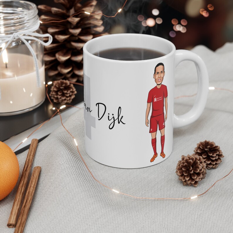 Virgil Van Dijk | Liverpool FC Caricature VVD White Mug | LFC 2022/23 ...