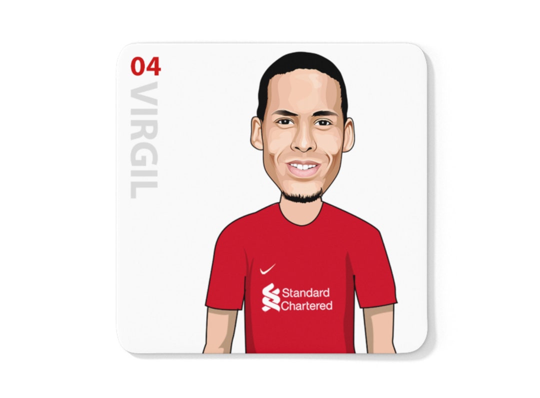 Virgil Van Dijk Caricature LFC White Coaster | VVD Liverpool FC 2022/23 ...