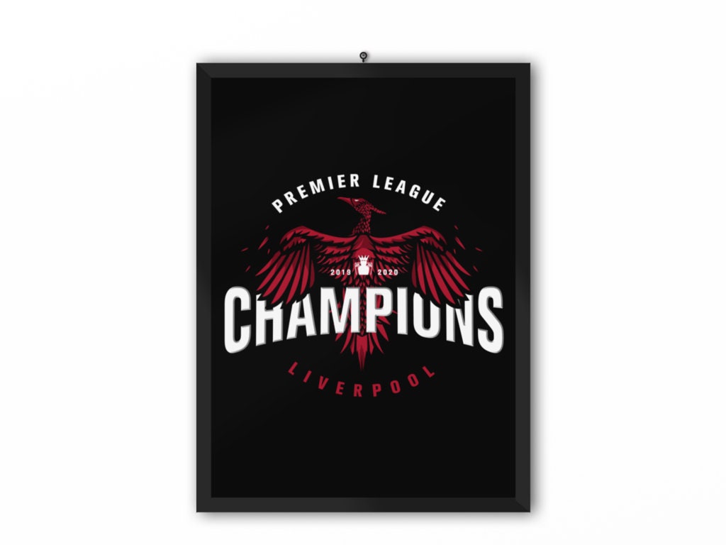 LFC Bird Print (black) | A3 A4 A5 Poster Liverpool FC Champions 19/20 ...