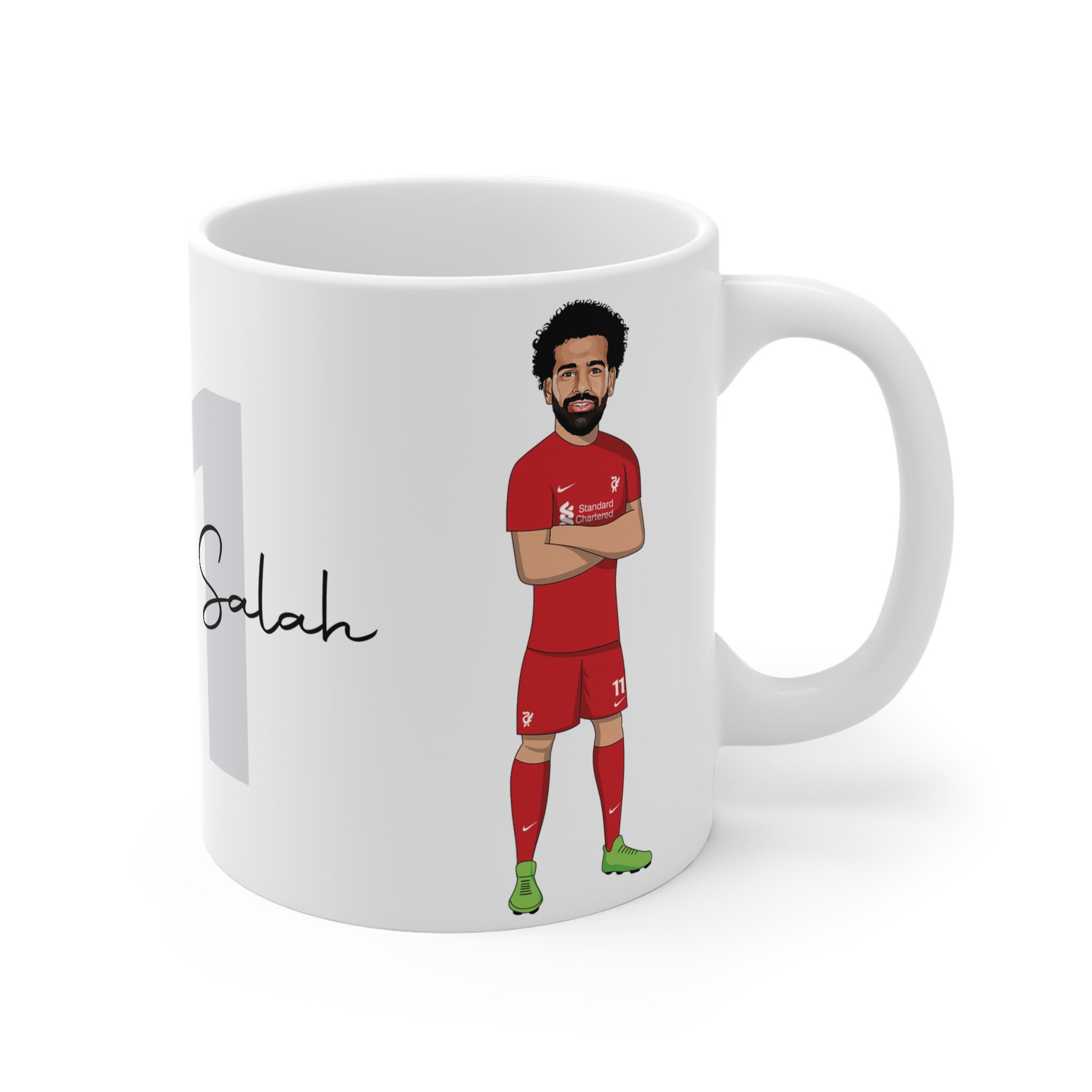 Mohamed Salah Liverpool FC Caricature White Mug LFC Egyptian King 2022/ ...
