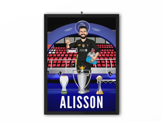 Alisson Becker liverpool FC Champions 19/20 LFC Caricature | Etsy