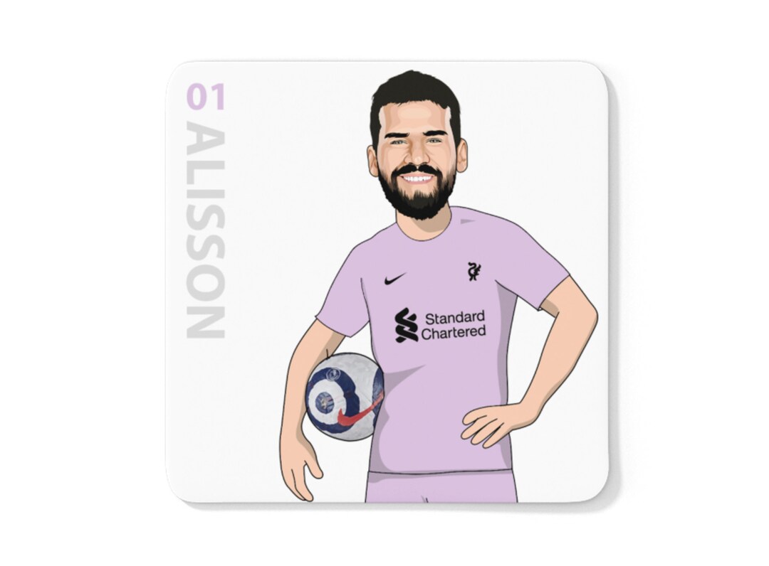 Alisson Becker Caricature LFC Goalkeeper White Coaster | Liverpool FC ...