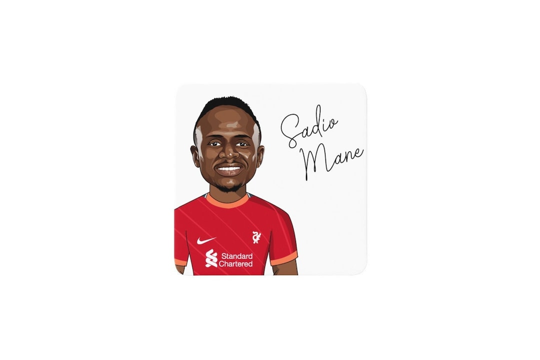 Sadio Mané Caricature LFC Coaster (white Background) | Mane Liverpool ...