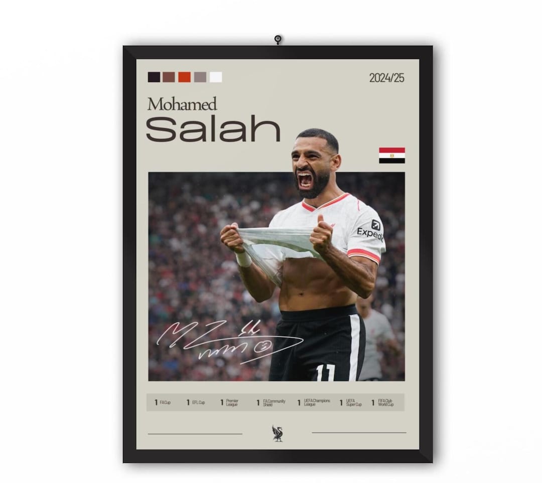 Mohamed Salah Liverpool Poster Art Print, Mo Salah Soccer Wall Decor ...