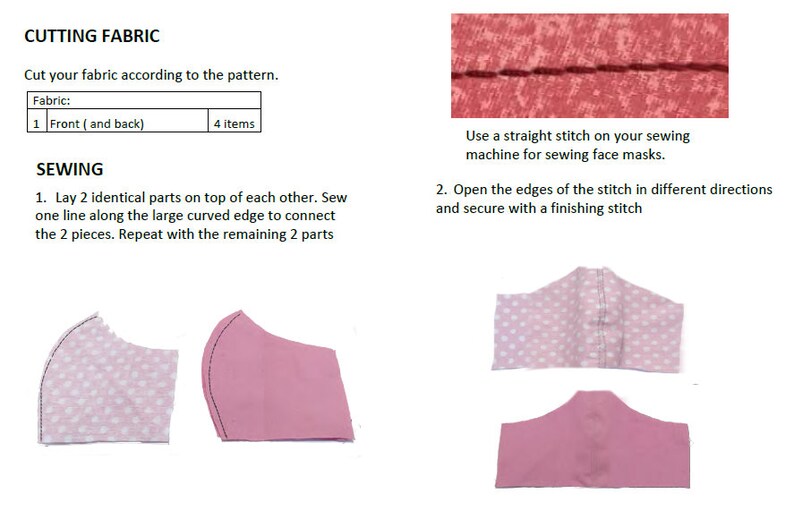 Face Mask PDF Sewing Pattern, Dust Mask Sewing Pattern, Face Mask ...