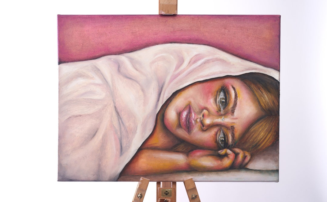 Original Oil Paintings Titled “the Crying Girl” on Canvas, Hand Painted ...