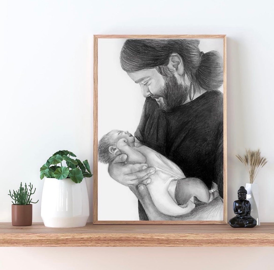 Custom Hand Drawn Pencil Drawing From Photo, Personalised Heartwarming ...
