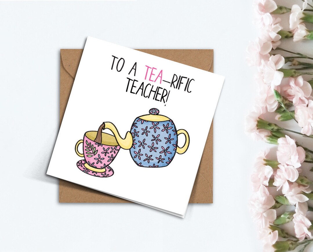 Cute Tearific Teacher Thank You Card for Teachers, Teaching Assistant ...