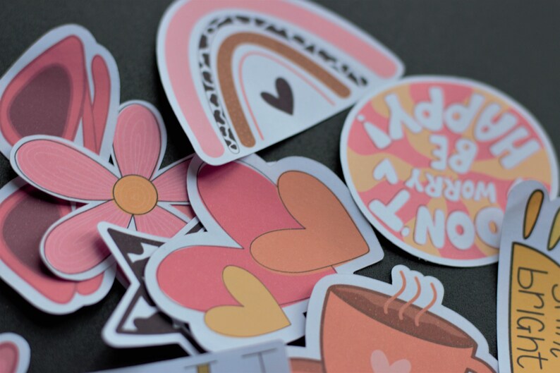 14 Pink and Yellow Themed Aesthetic Stickers Cute Sticker - Etsy Canada