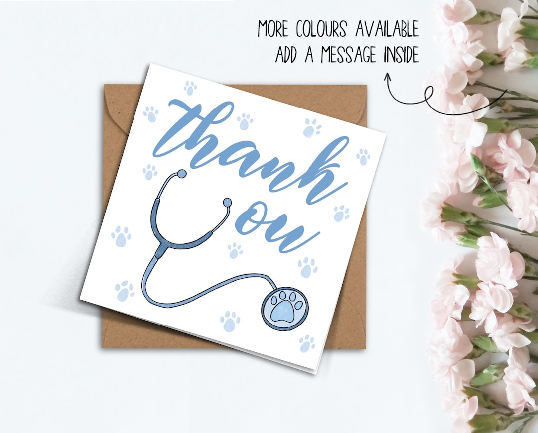 Cute Thank You Card for Vets, Veterinary Placement, Veterinarian, Pet ...