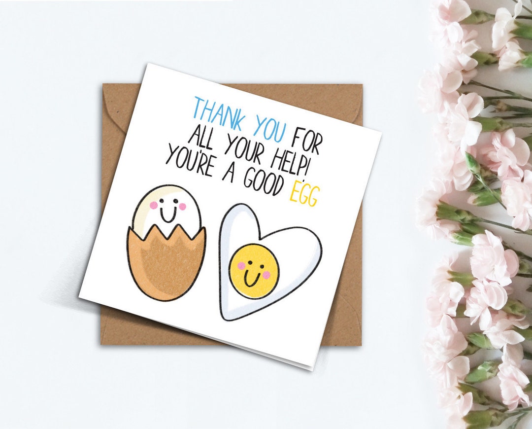 You’re a Good Egg Thank You Card, Cute Punny Handmade Appreciation Card ...