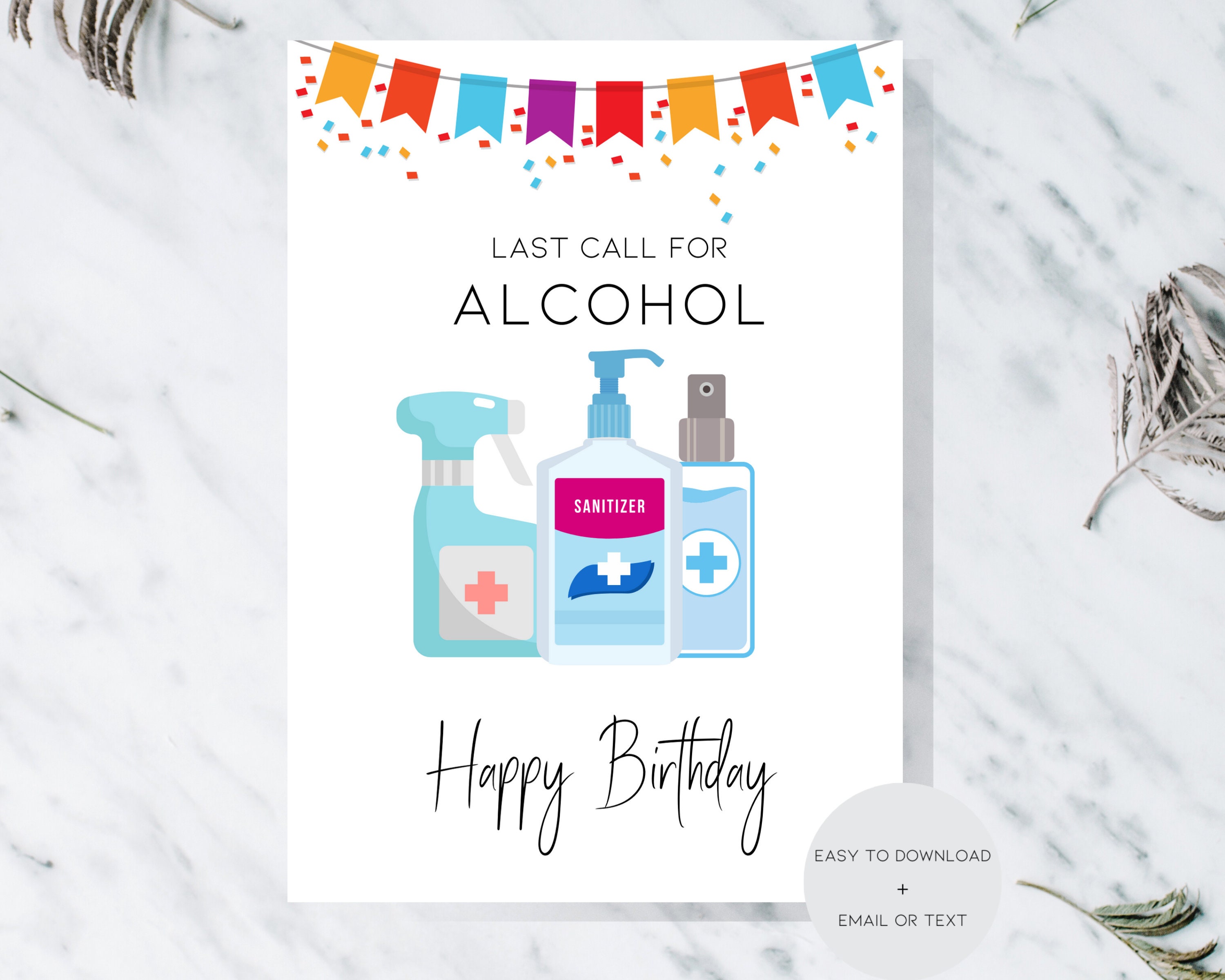 Happy Birthday Card, Virtual Birthday Announcement, Instant Download ...