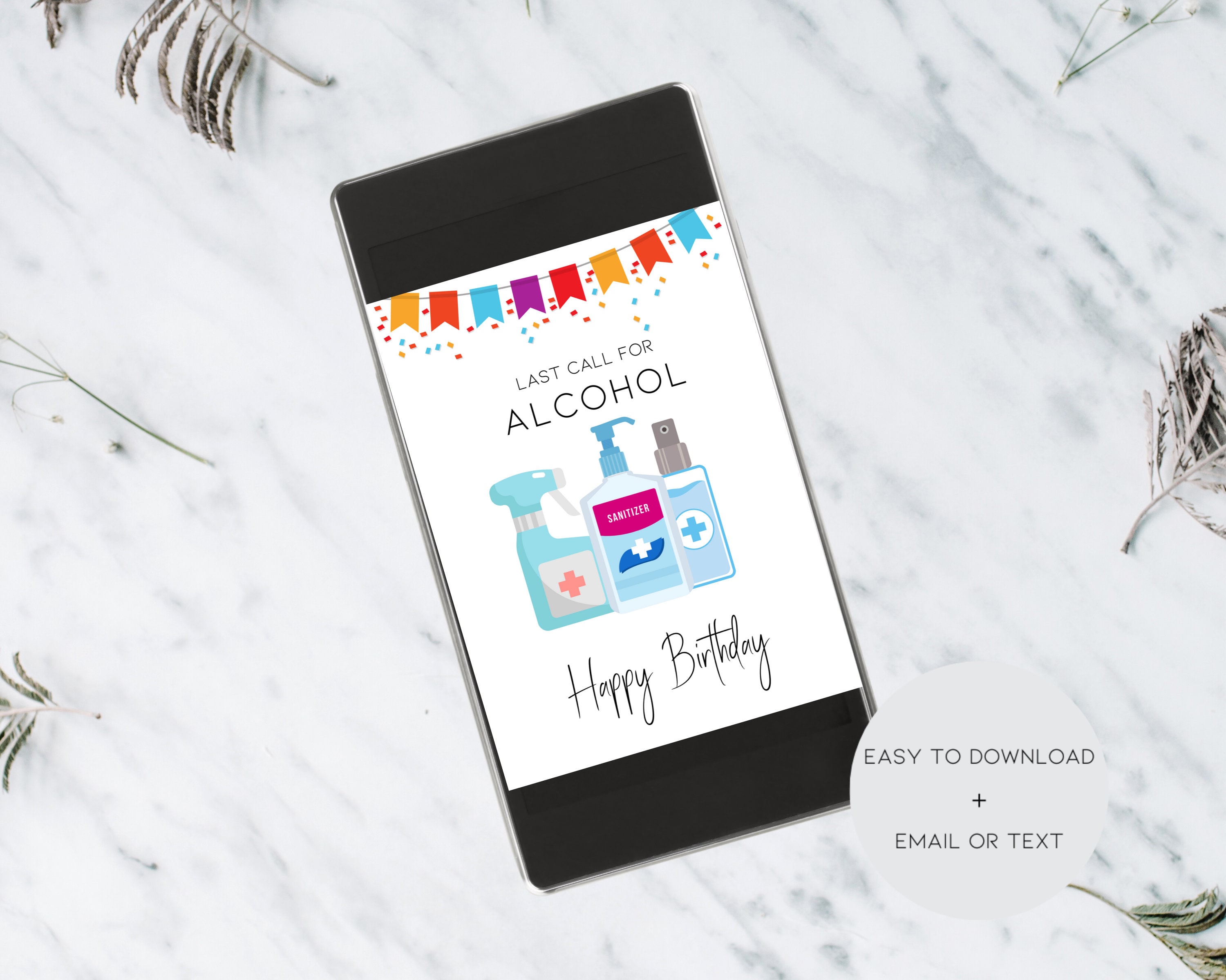 Happy Birthday Card, Virtual Birthday Announcement, Instant Download ...