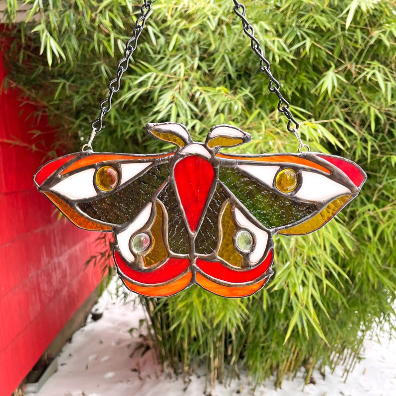 Tattoo Style Moth Stained Glass Suncatcher Glass Art - Etsy