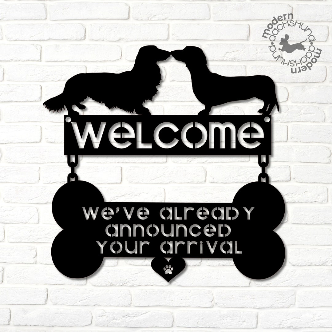 Two Dachshund Funny WELCOME Sign, Custom Dachshund Lovers Christmas ...