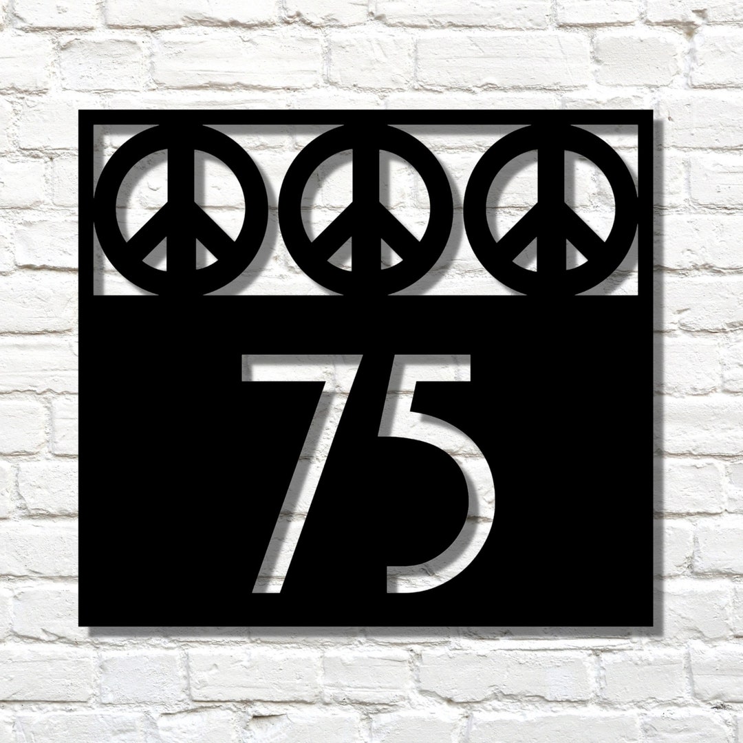 Peace Sign Modern House Numbers, Metal Address Sign, Unique Address ...