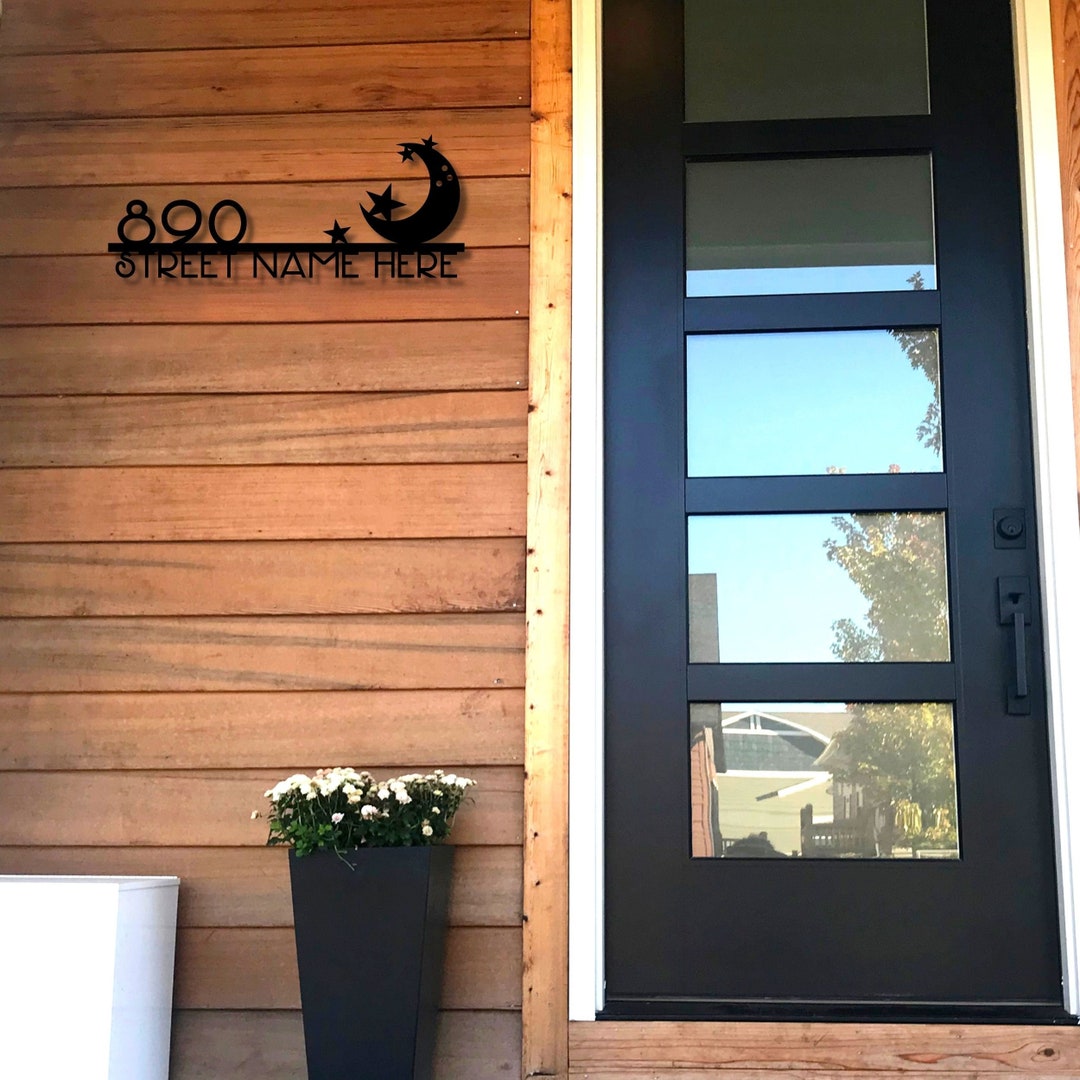 Moon and Star House Number, Metal House Number Celestial Address Number ...