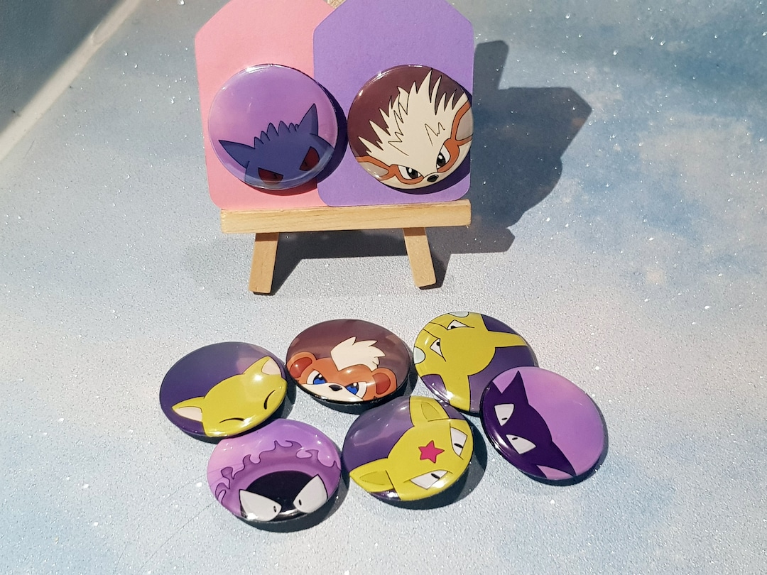 Pokemon Button Badges - Gengar, Haunter, Ghastly, Growlith, Arcanine ...
